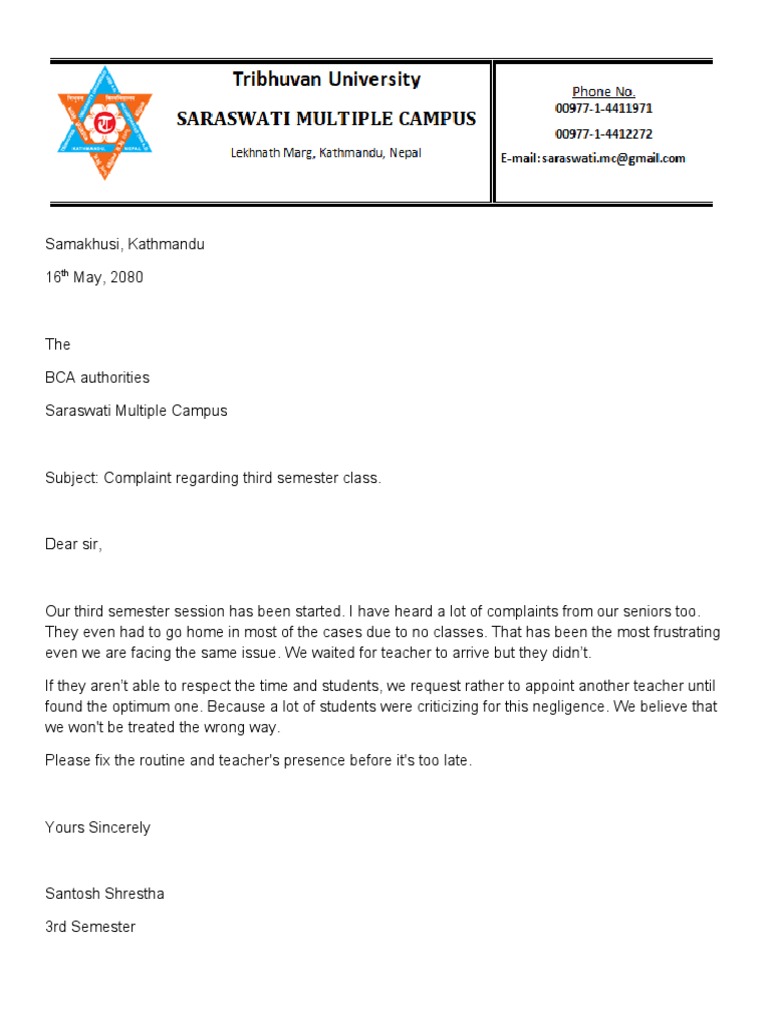 Complain Letter Example | PDF