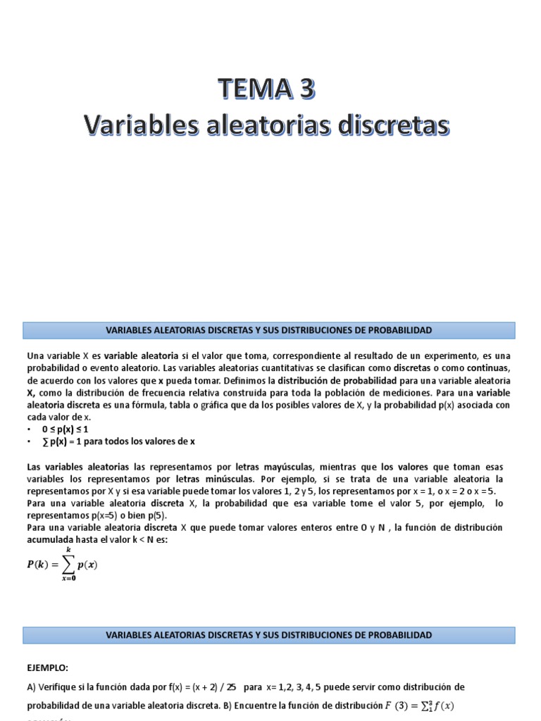 Tema 3 Variables Aleatorias Discretas | PDF