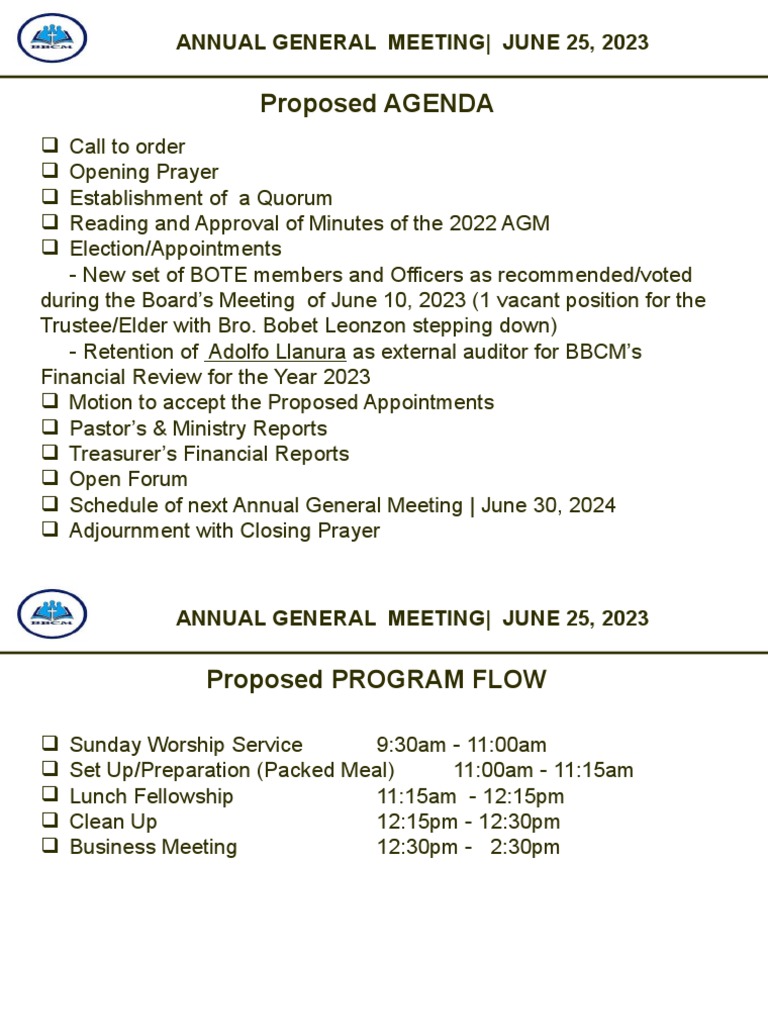 2023-AGM Agenda & Program Flow | PDF
