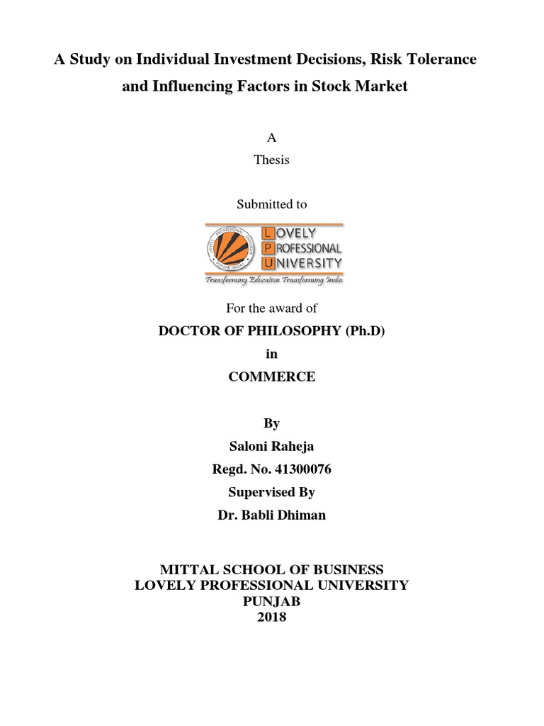 Saloni Raheja PH.D Thesis | PDF | Investing | Valuation (Finance)