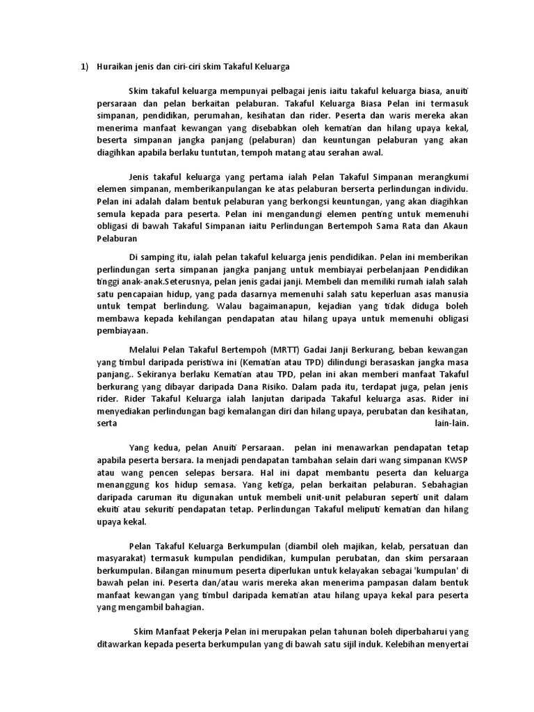 CTU Ciri2 Takaful Am Dan Keluarga | PDF