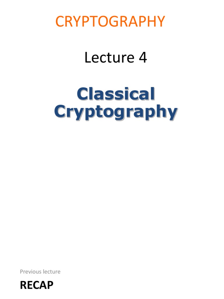 Lecture 4,5 | PDF | Cipher | Military Communications
