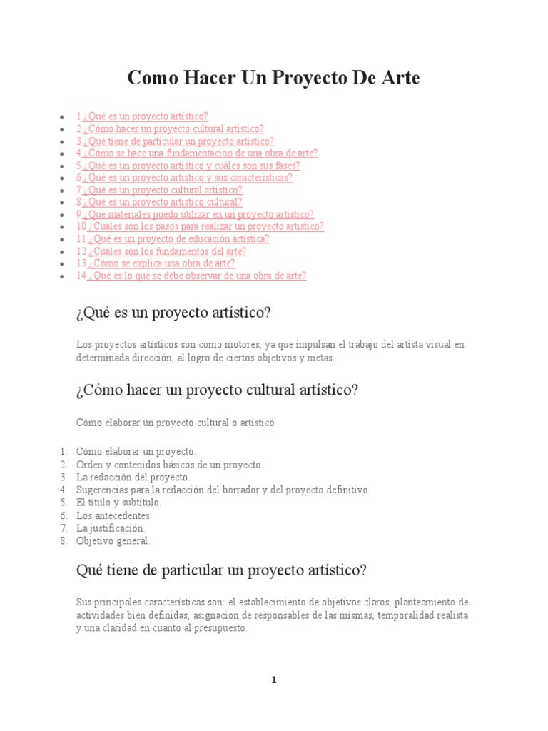 Como Hacer Un Proyecto de Arte | PDF | Educación en artes visuales
