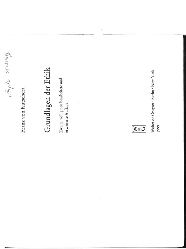 Kutschera. Grundlagen Der Ethik | PDF