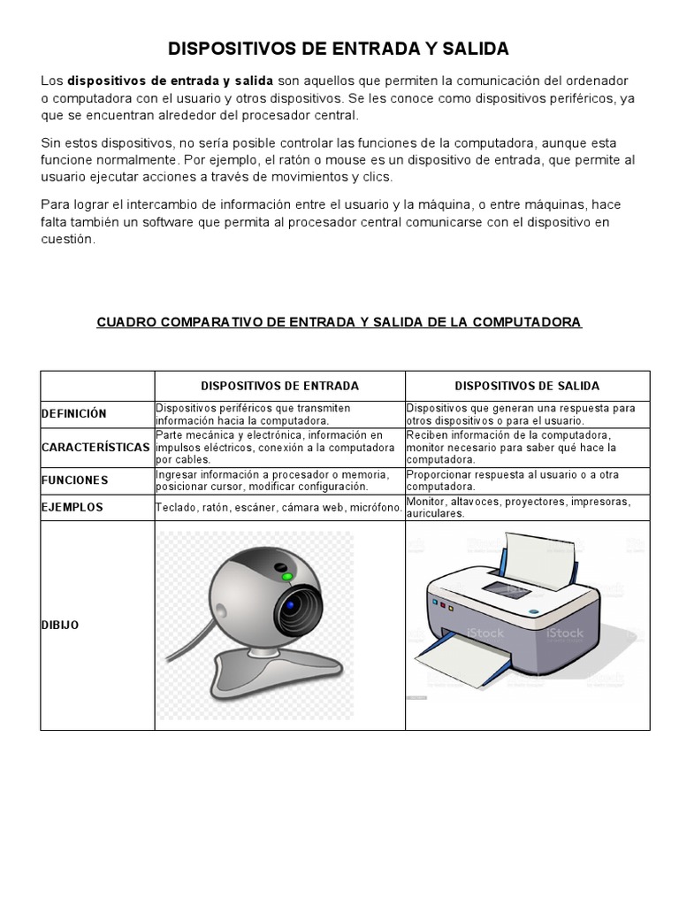 Dispositivos de Entrada y Salida en Computadoras | PDF | Informática