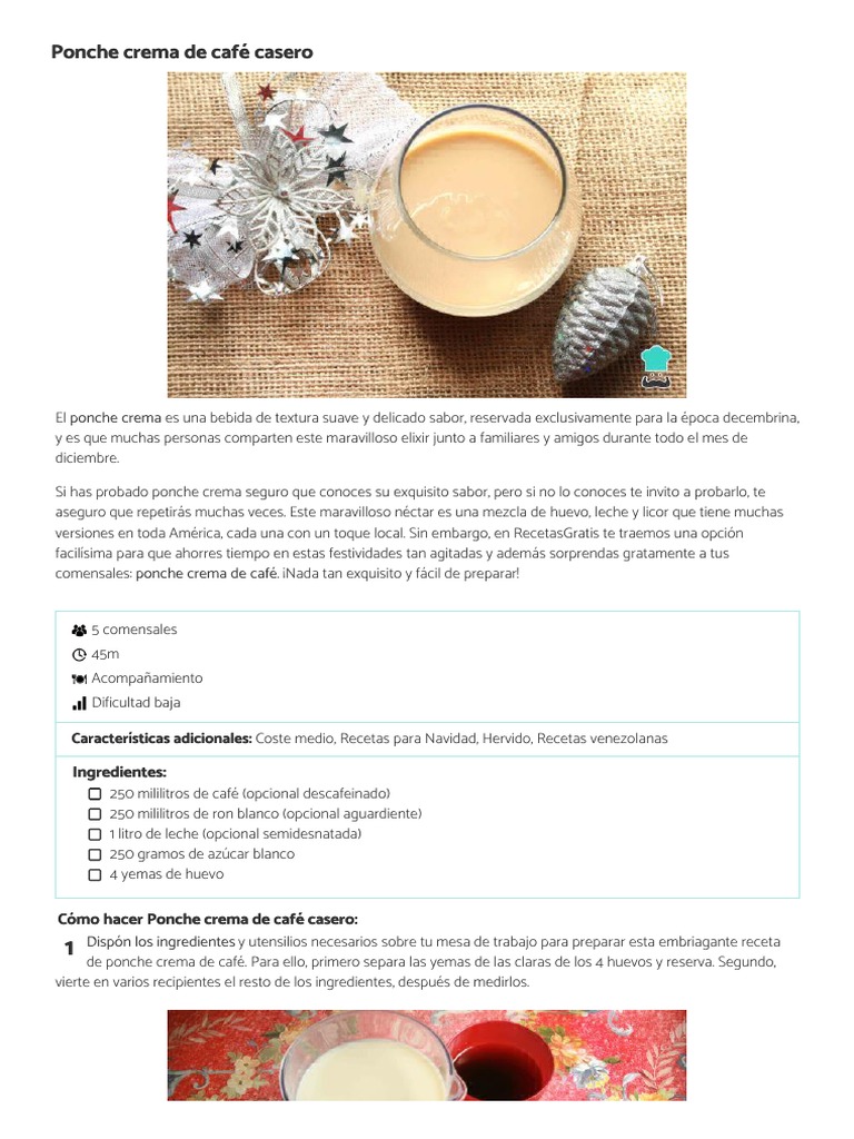 Ponche Crema de Café Casero | PDF