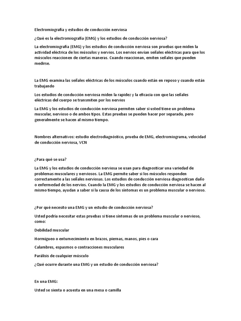 Electromiografía y Estudios de Conducción Nerviosa | PDF | Electromiografia | Nervio