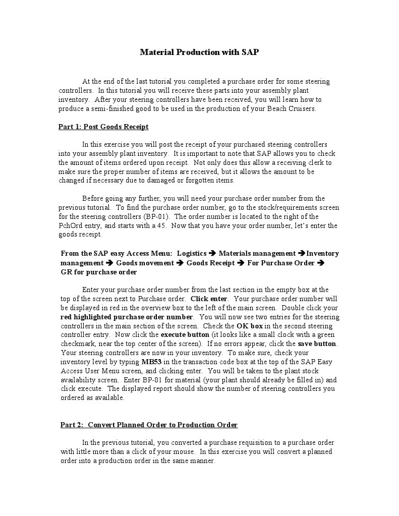 Material Production With SAP | PDF | Warehouse | Inventory