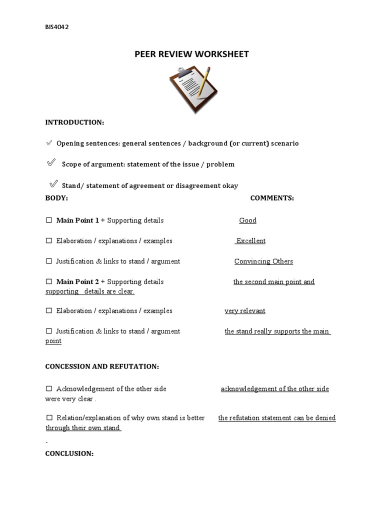 1 Argumentative Essay Writing Peer Review Worksheet BIS4042 2 | PDF 1 Argumentative Essay Writing Peer Review Worksheet BIS4042 2 | PDF