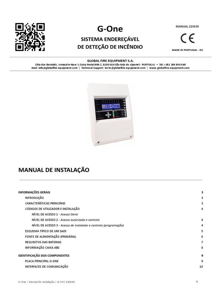 Manual de Instalação G-One Incêndio | PDF