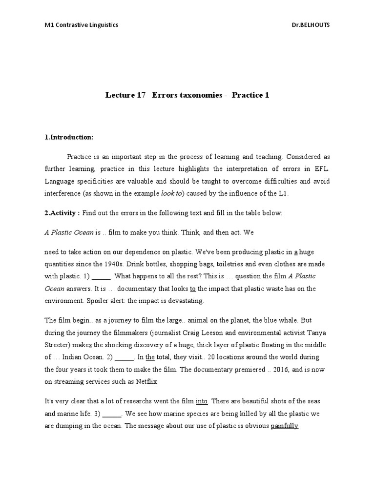 Errors Taxonomies Practice | PDF | Human Communication | Cognitive Science