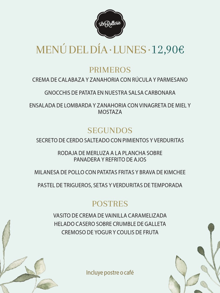 La Rollerie Valencia Menu | PDF | Postres | ensalada