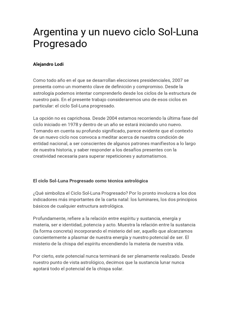 Argentina y Un Nuevo Ciclo Sol - Alejandro Lodi | PDF | Religión y espiritualidad