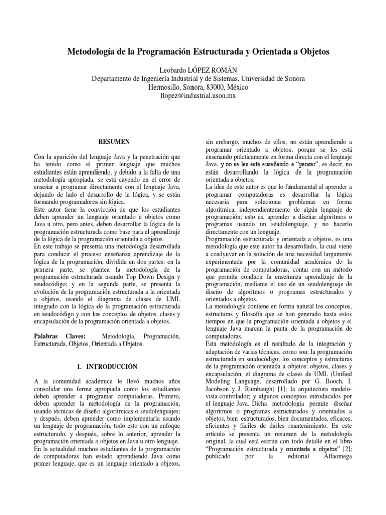 Metodología de Programación Estructurada y OOP | PDF | Lenguaje de programación | Programación ...