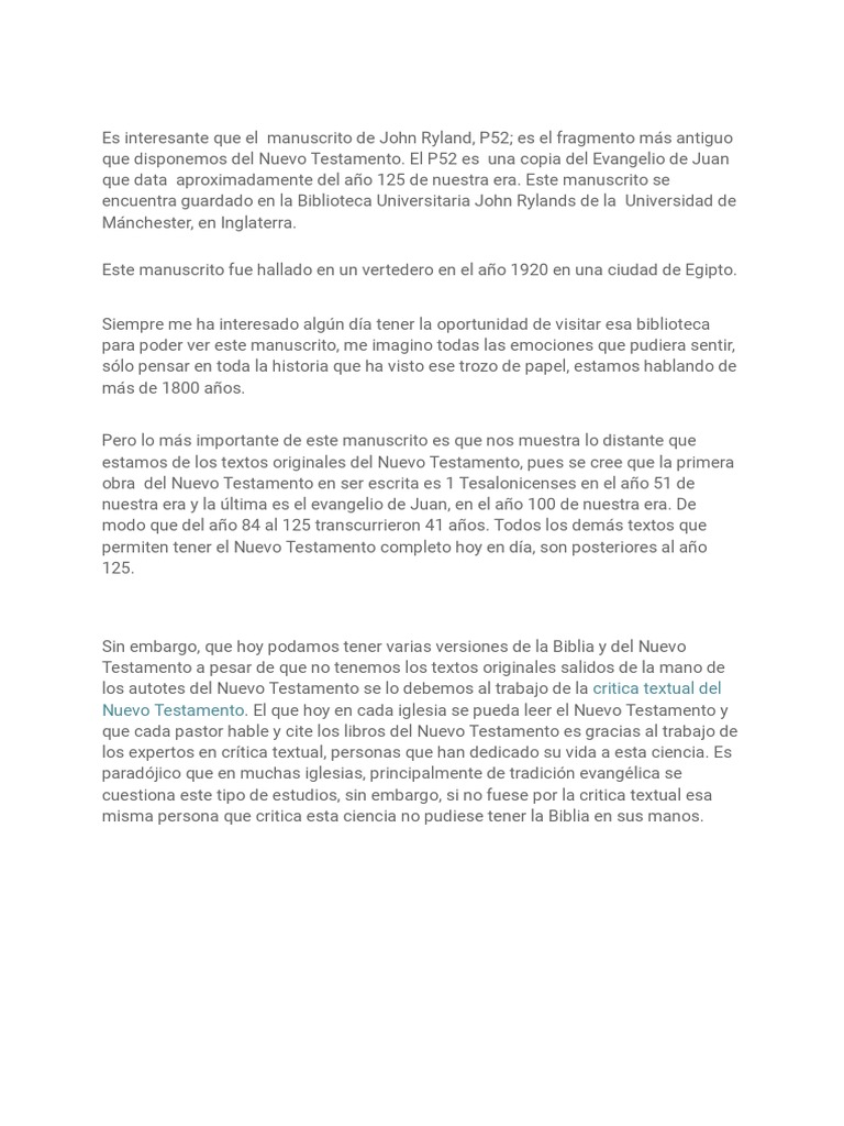 Papiro P52- El trozo de papiro más antiguo conocido del Nuevo ...
