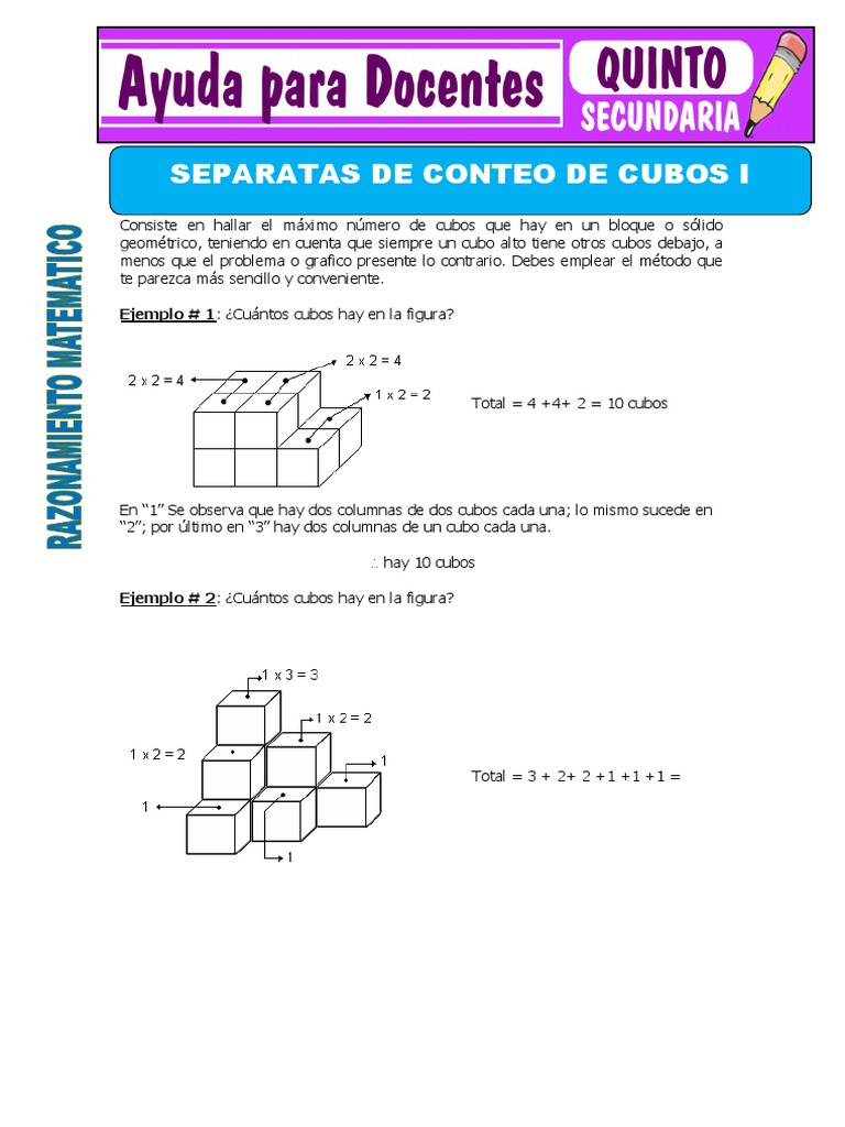 Conteo de Cubos para Docentes | PDF