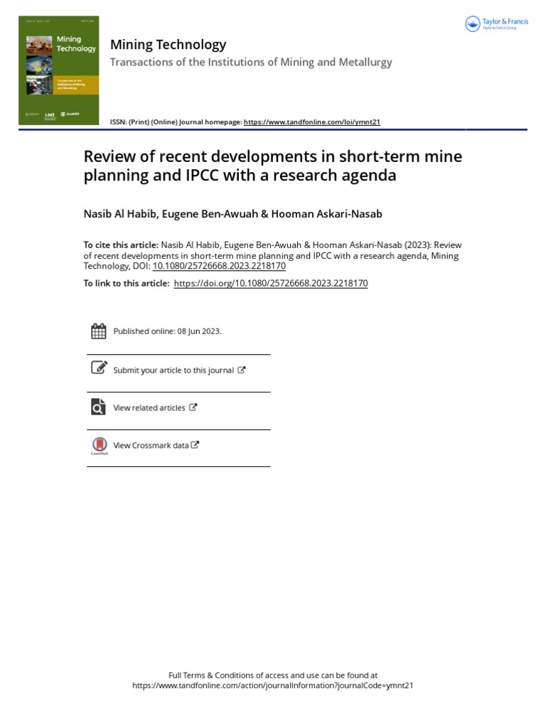 Short-Term Mine Planning & IPCC Review | PDF | Mathematical ...