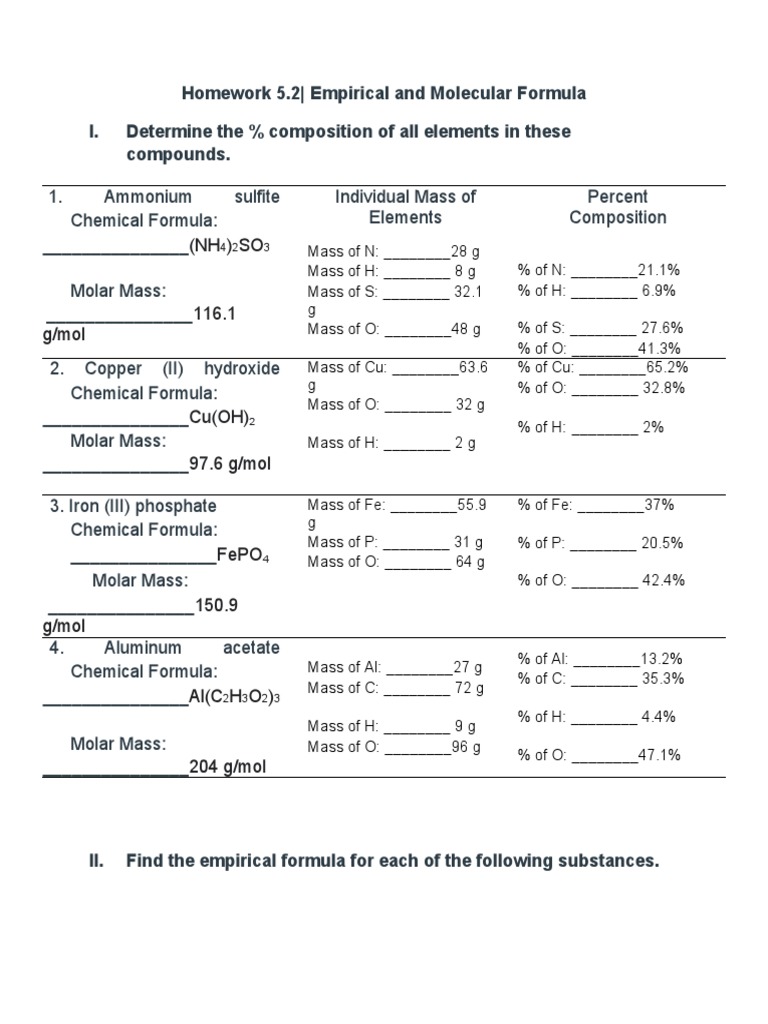 Homework 5.1 Mole Calculations | PDF | Mole (Unit) | Chemical Substances