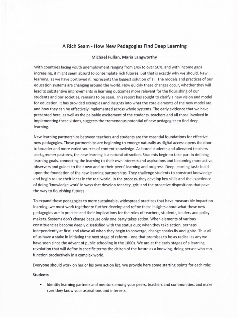 How New Pedagogies Find Deep Learning | PDF | Pedagogy | Teachers