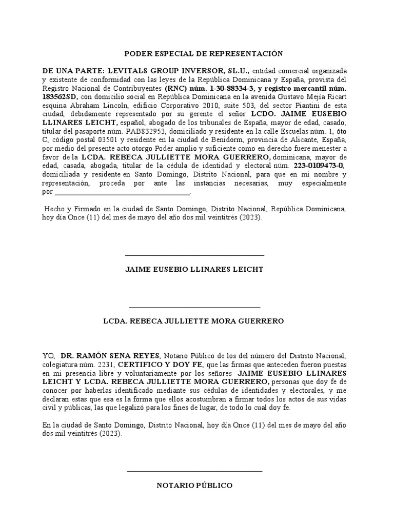 Poder Notarial de Representación | PDF | Gobierno | Justicia