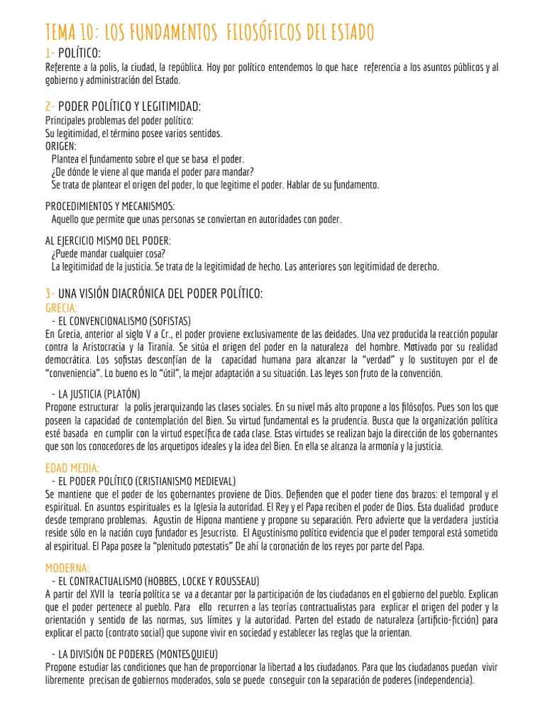 TEMA 10 - Los Fundamentos Filosóficos Del Estado | PDF | Estado ...