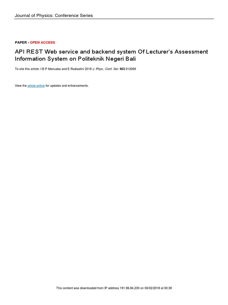Api Rest Web Service And Backend System Of Lecture Pdf Representational State Transfer Web
