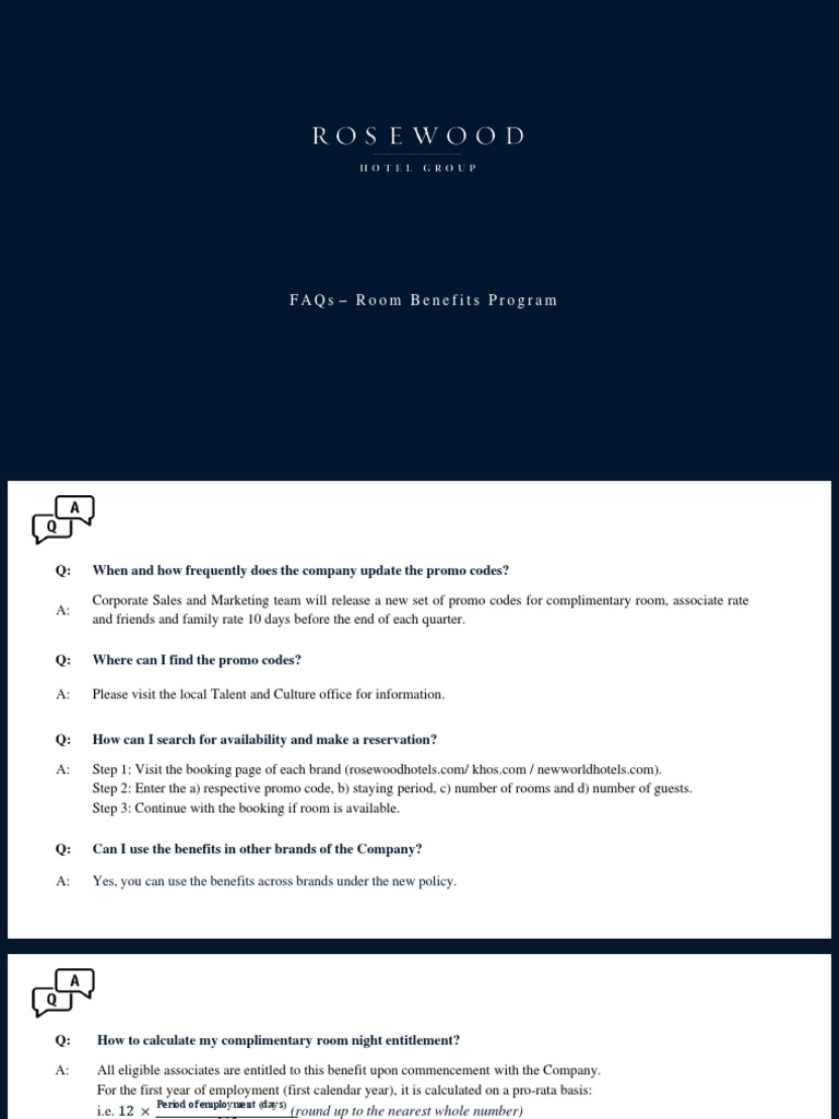 FAQs - Room Benefits Program | PDF