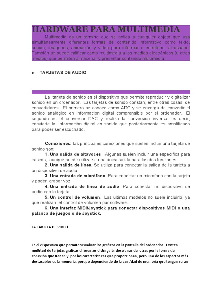 Hardware para Multimedia 22 | PDF