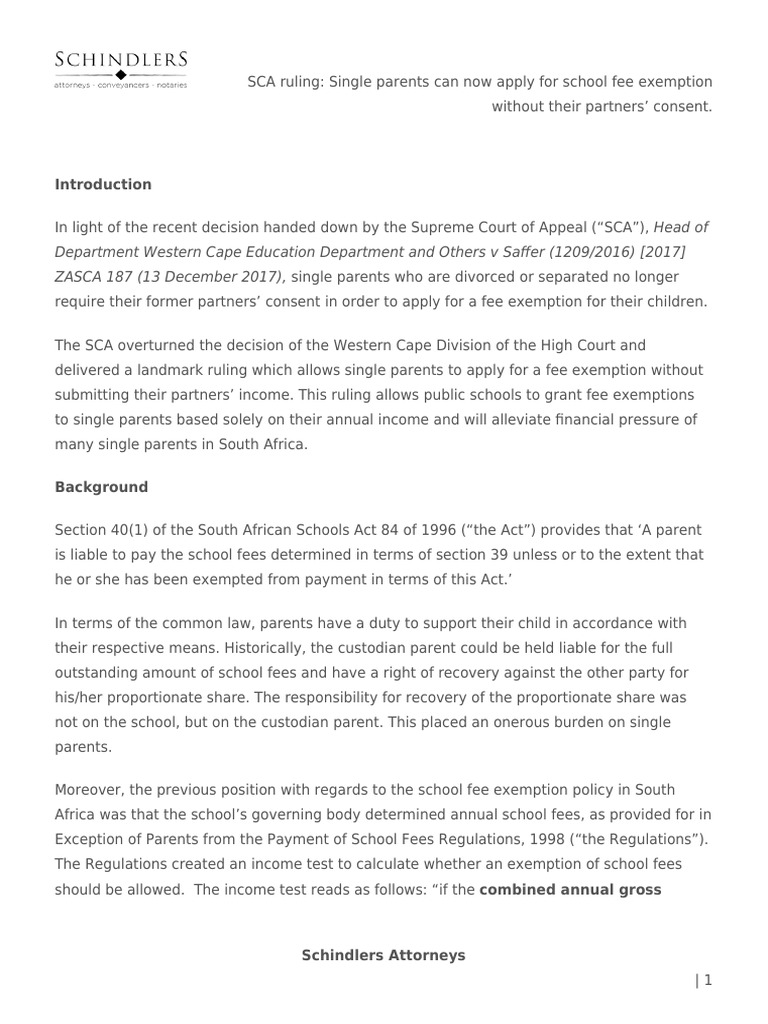 SCA Ruling - Single Parents Can Now Apply For School Fee Exemption Without Their Partners ...