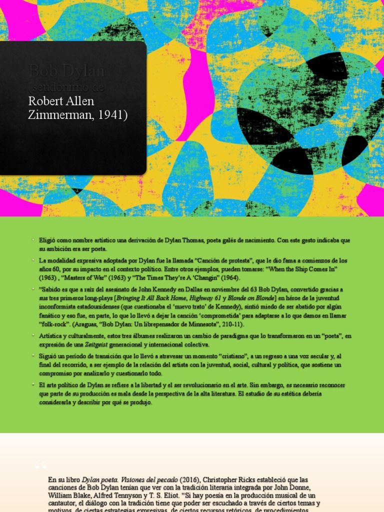 Bob Dylan | Descargar gratis PDF | Bob Dylan | Letra