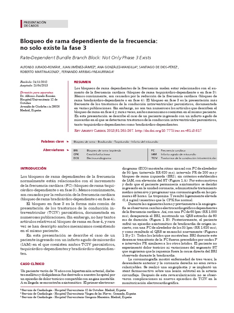 Bloqueo de Rama: Fases 3 y 4 | PDF | Electrocardiografia | Causas de la ...