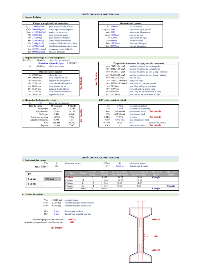 Diseño De Vigas Postensada Pdf
