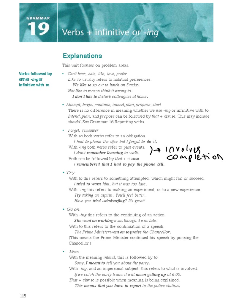 To Vs Ing Verb Patterns HMW | PDF