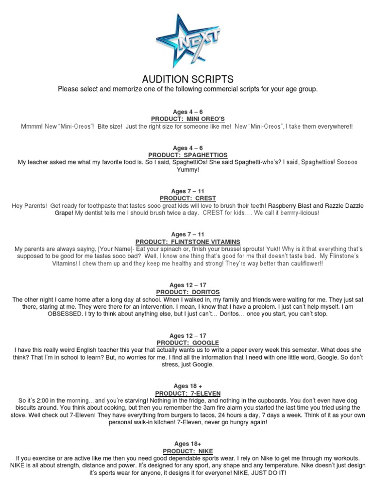 Audition Scripts 2 | PDF