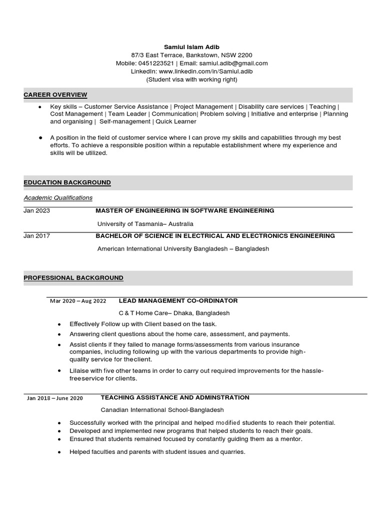 Samiul Adib Resume | PDF | Career & Growth | Business