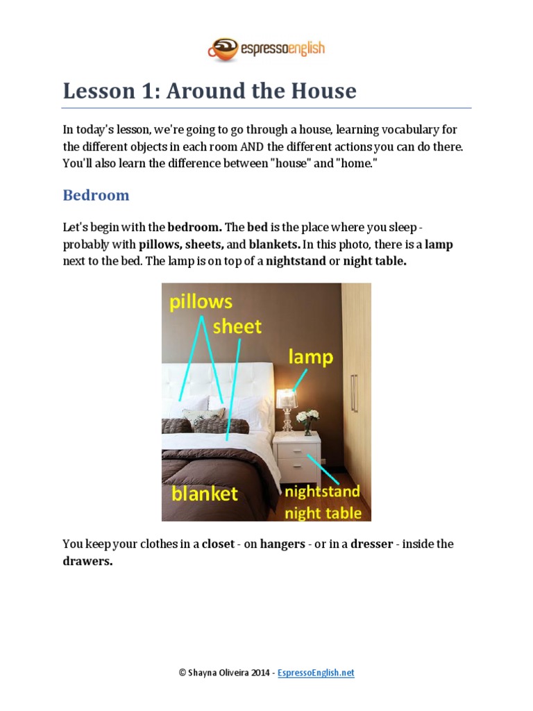 Free Sample Lesson Vocabulary Builder Course Level 1 | PDF | Bathroom | Bedroom