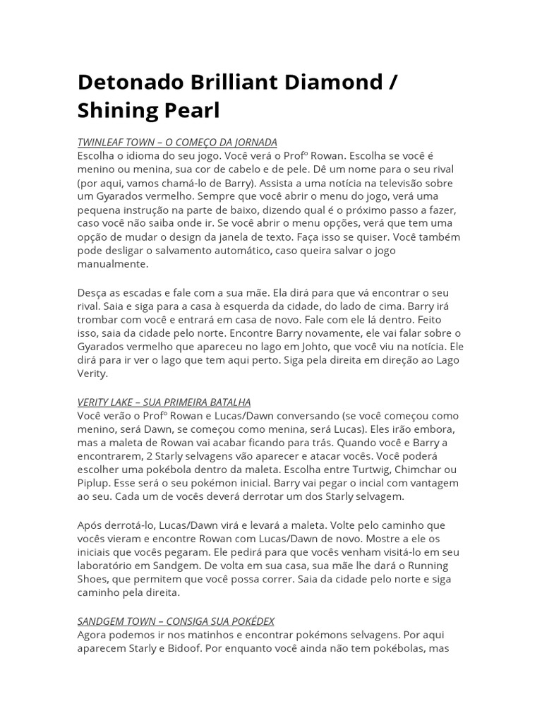 Detonado Brilliant Diamond | PDF | Pokémon | Caverna