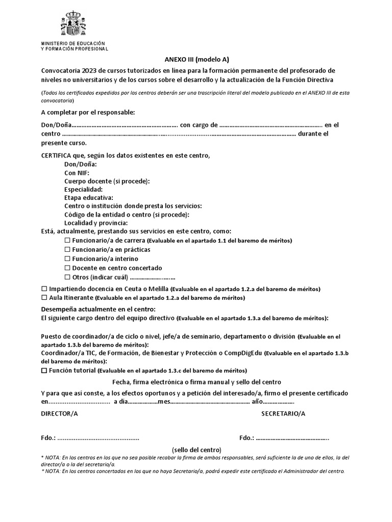 Anexo III Rellenable Mod A | PDF Anexo III Rellenable Mod A | PDF