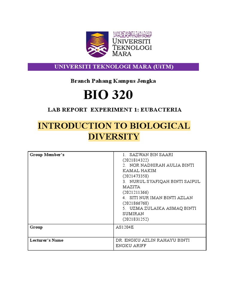 Lab Report Bio320 - Practical 1 - As1204e | PDF | Gram Positive ...