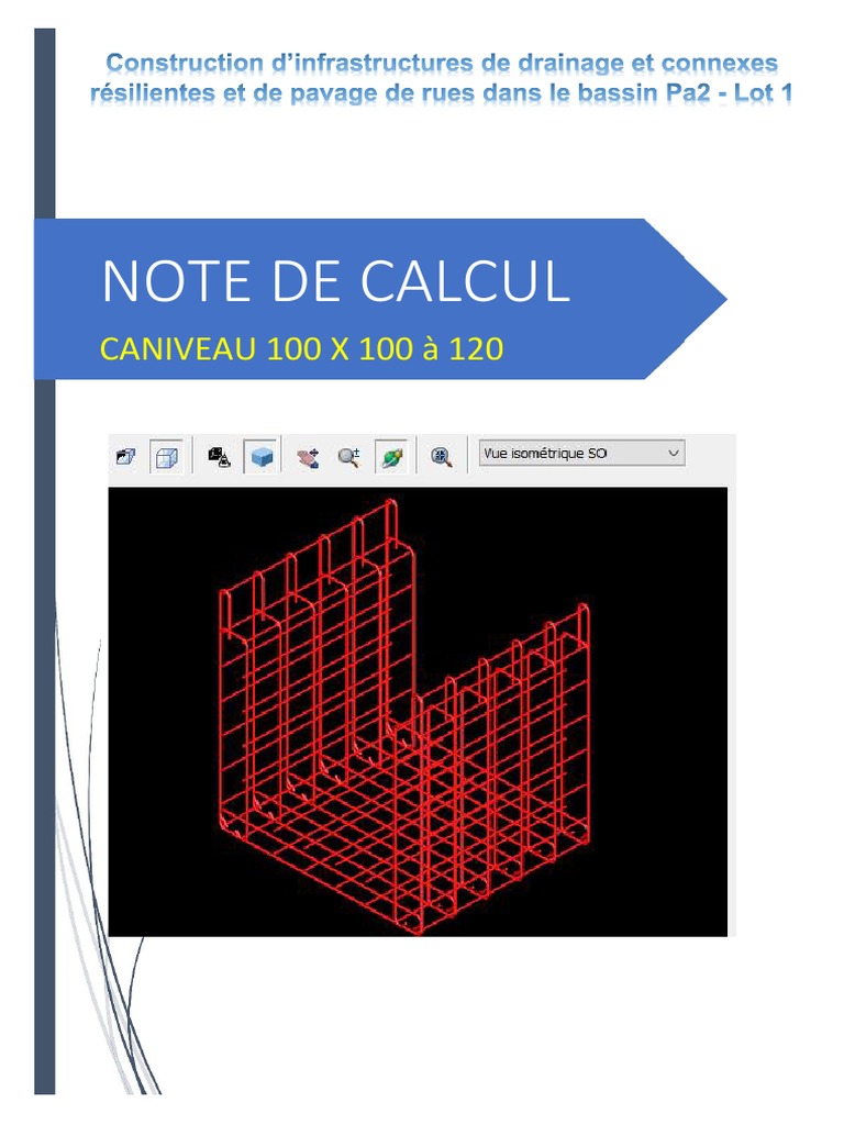 NOTE DE CALCUL CANIVEAU 100 X 100 À 120 | PDF