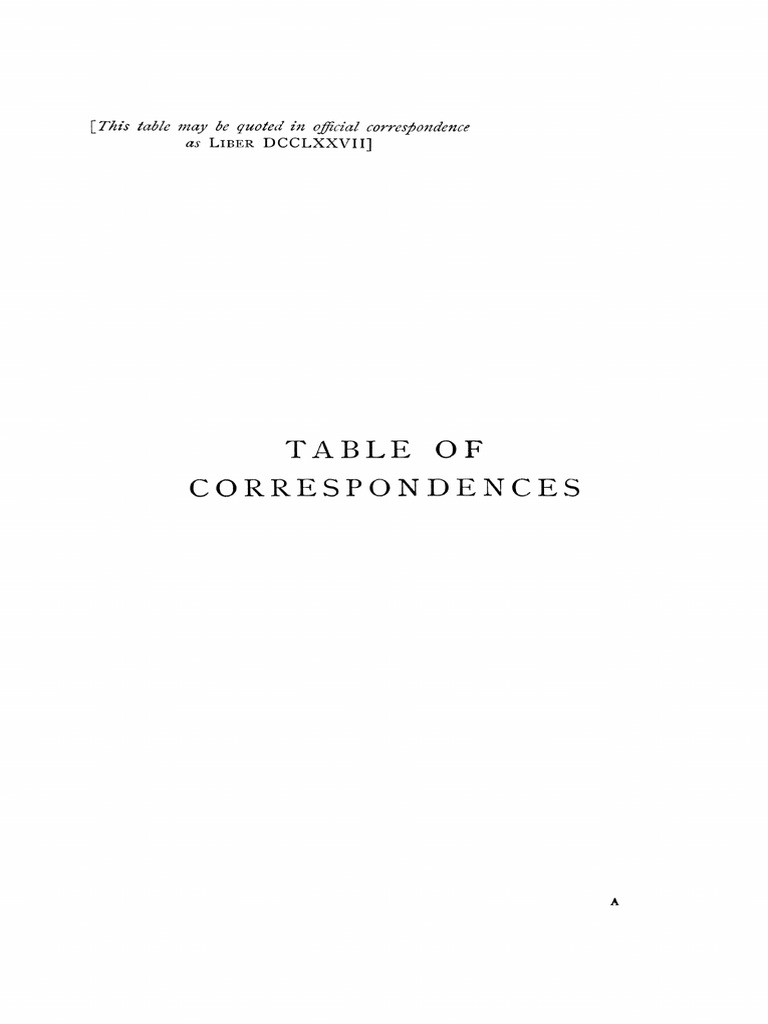 Table of Correspondences | PDF
