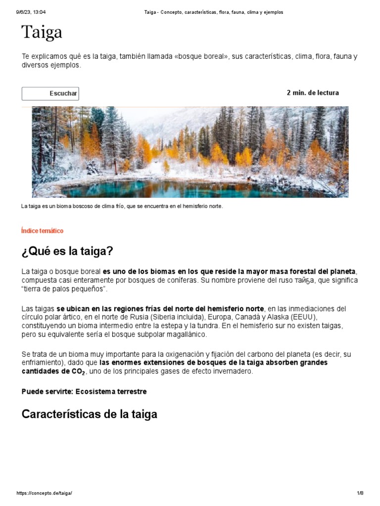 Taiga - Concepto, Características, Flora, Fauna, Clima y Ejemplos | PDF ...
