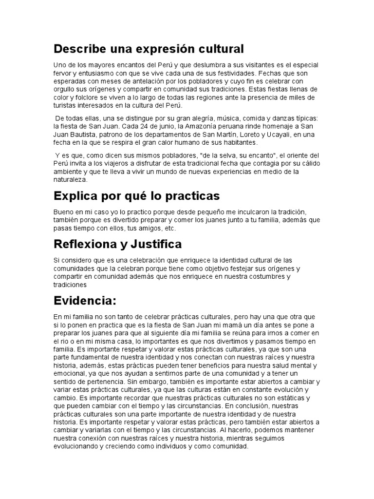 Describe una expresión cultural | PDF | Perú