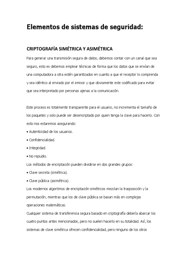 Criptografía Simétrica y Asimétrica | PDF | Clave (criptografía) | Cifrado