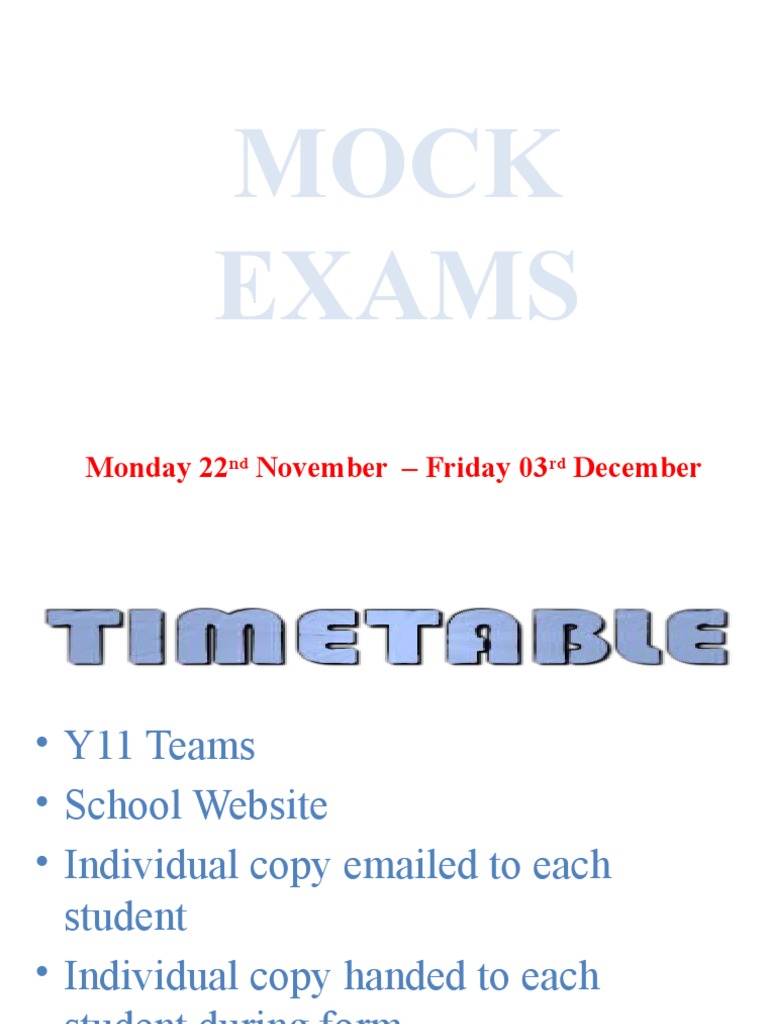 Year 11 Mock Exam Assembly November 2021 | PDF