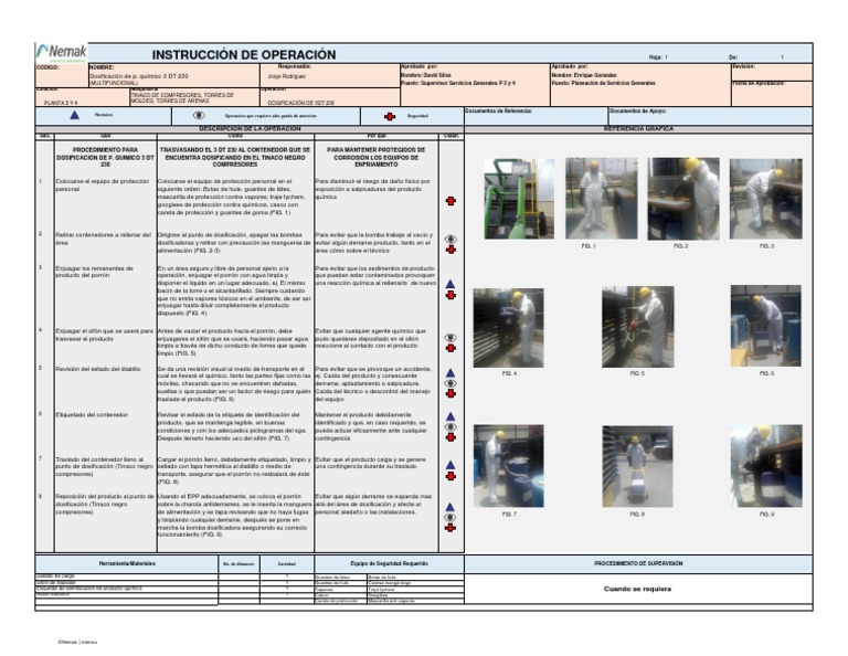 Dosificación de P. Quimico 3 DT 230 (Tinaco Negro Compresores) | PDF ...