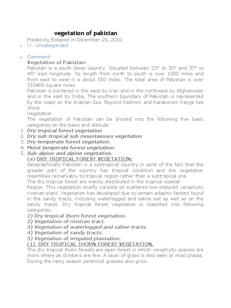 Vegetation of Pakistan | PDF