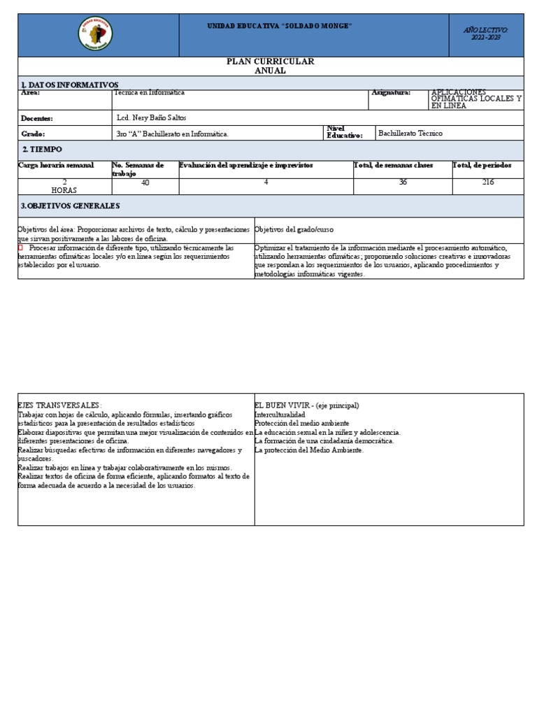 Pca - 3a Aplicaciones Ofimaticas | PDF | Maestros | Informática