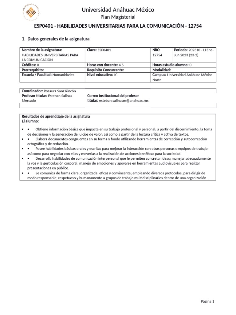 12754-12754-Esp0401 - Habilidades Universitarias para La Comunicación | PDF