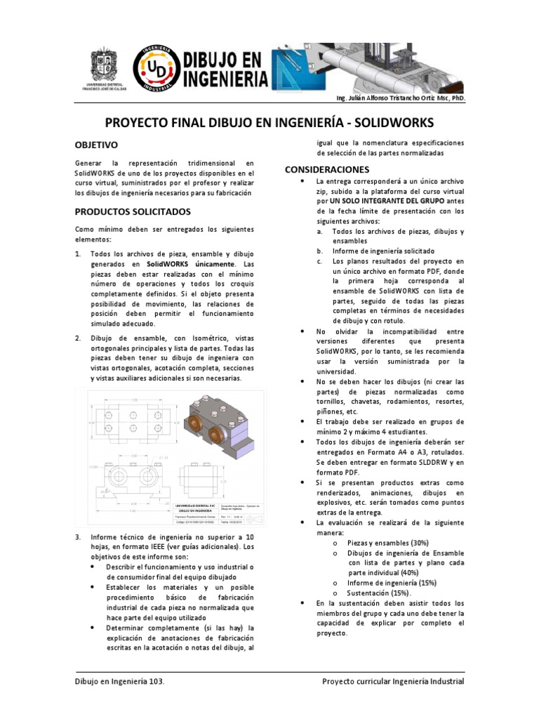 Planteamiento ProyectoFINAL | PDF | Ingeniería | Dibujo